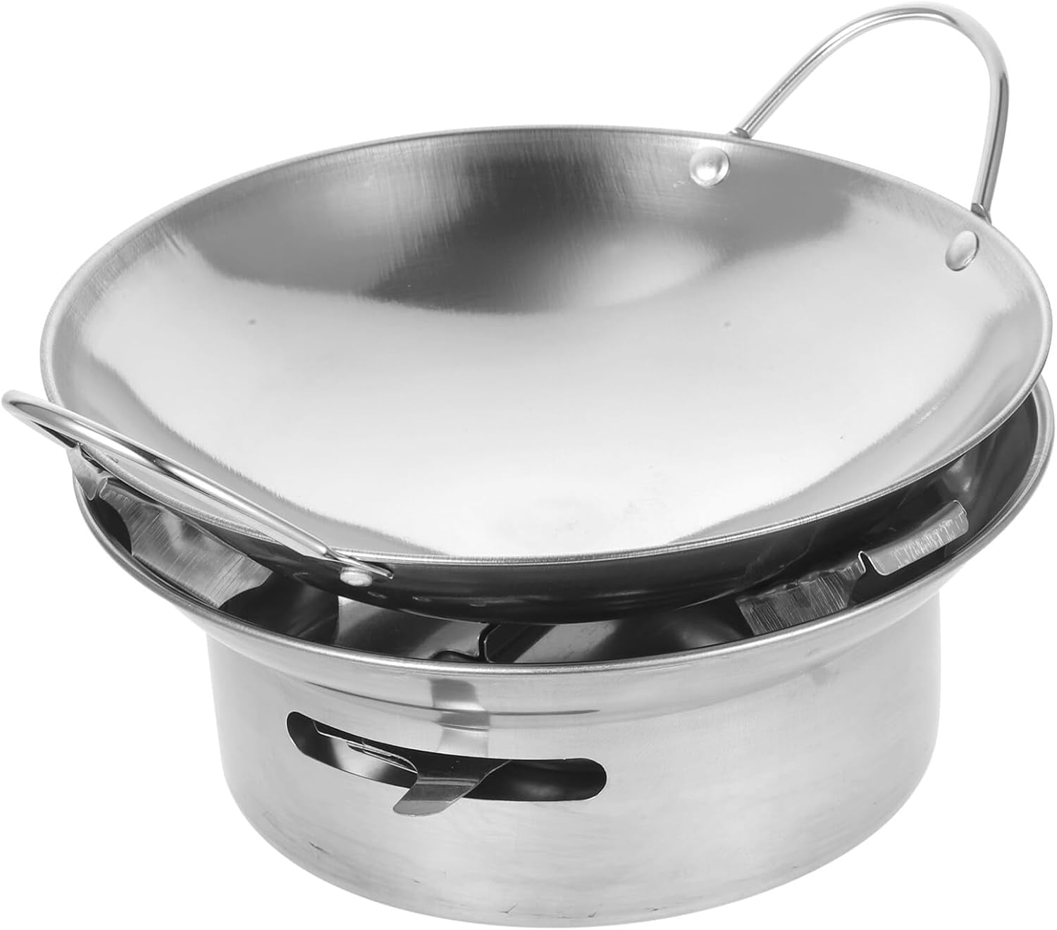 1 Set Stainless Steel Hot Pot with Alcohol Stove, Portable Spirit ...