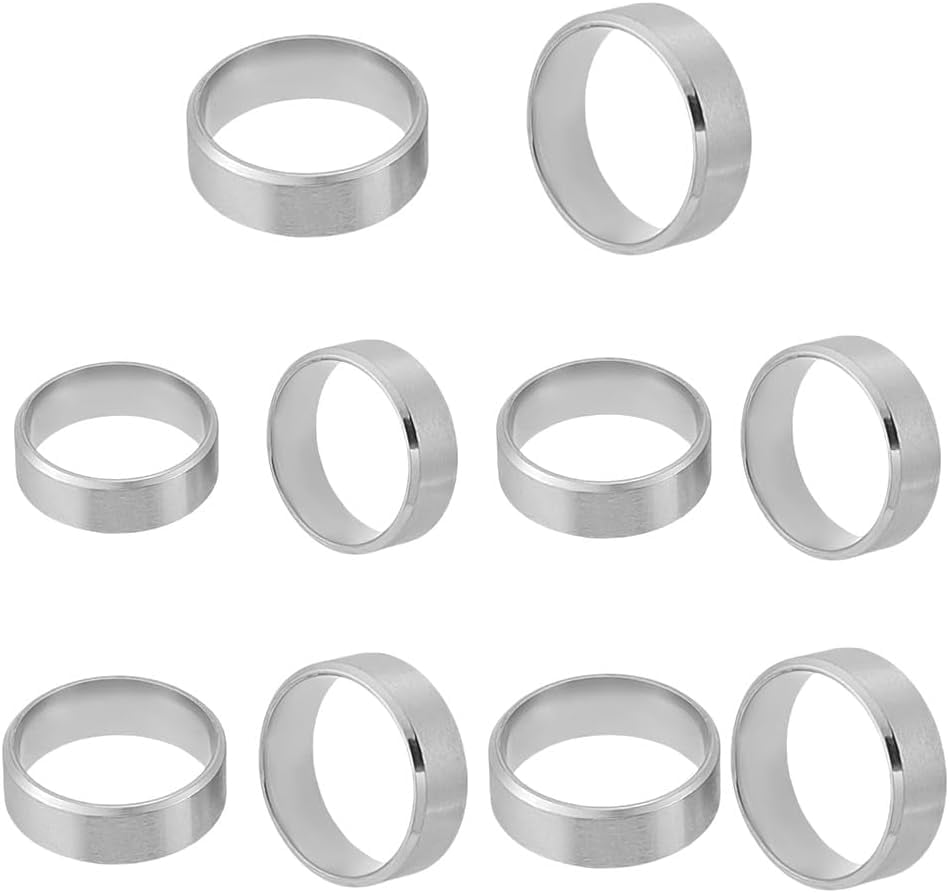 1 Set Stainless Steel Plain Band Blank Wedding Ring Classic Blank Band ...