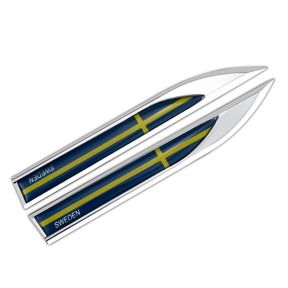 1 Set Swedish Flag Sweden Cross Logo Car Fender Side Left and Right ...