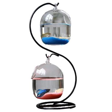 Miumaeov Bamboo Fish Bowl Office Glass Aquarium Mini Fish Tank ...