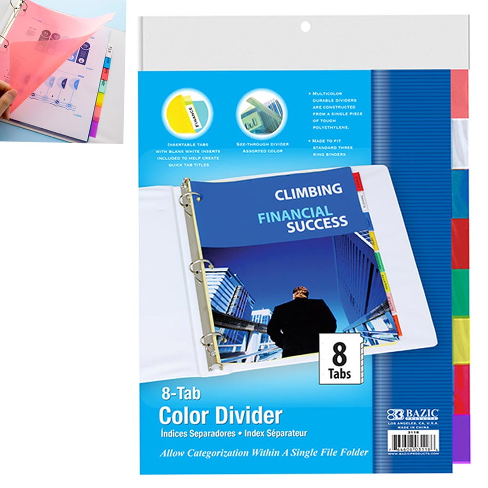 1 Set Tabs Dividers 3 Rings Binders 8 Multicolor Customizable Table ...