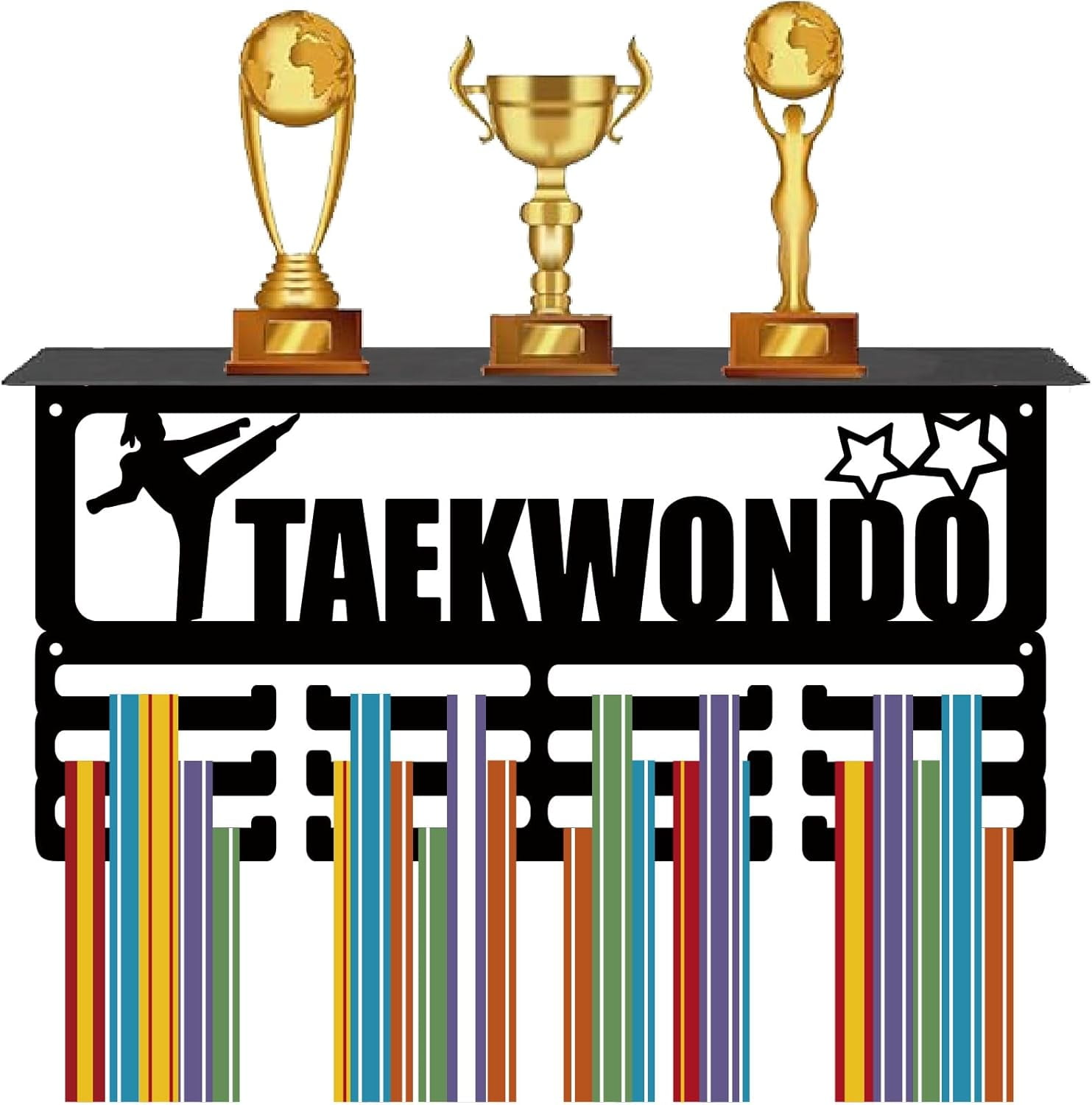 1 Set Taekwondo Race Metal Medal Holder Trophy Display Shelf 3 Lines ...