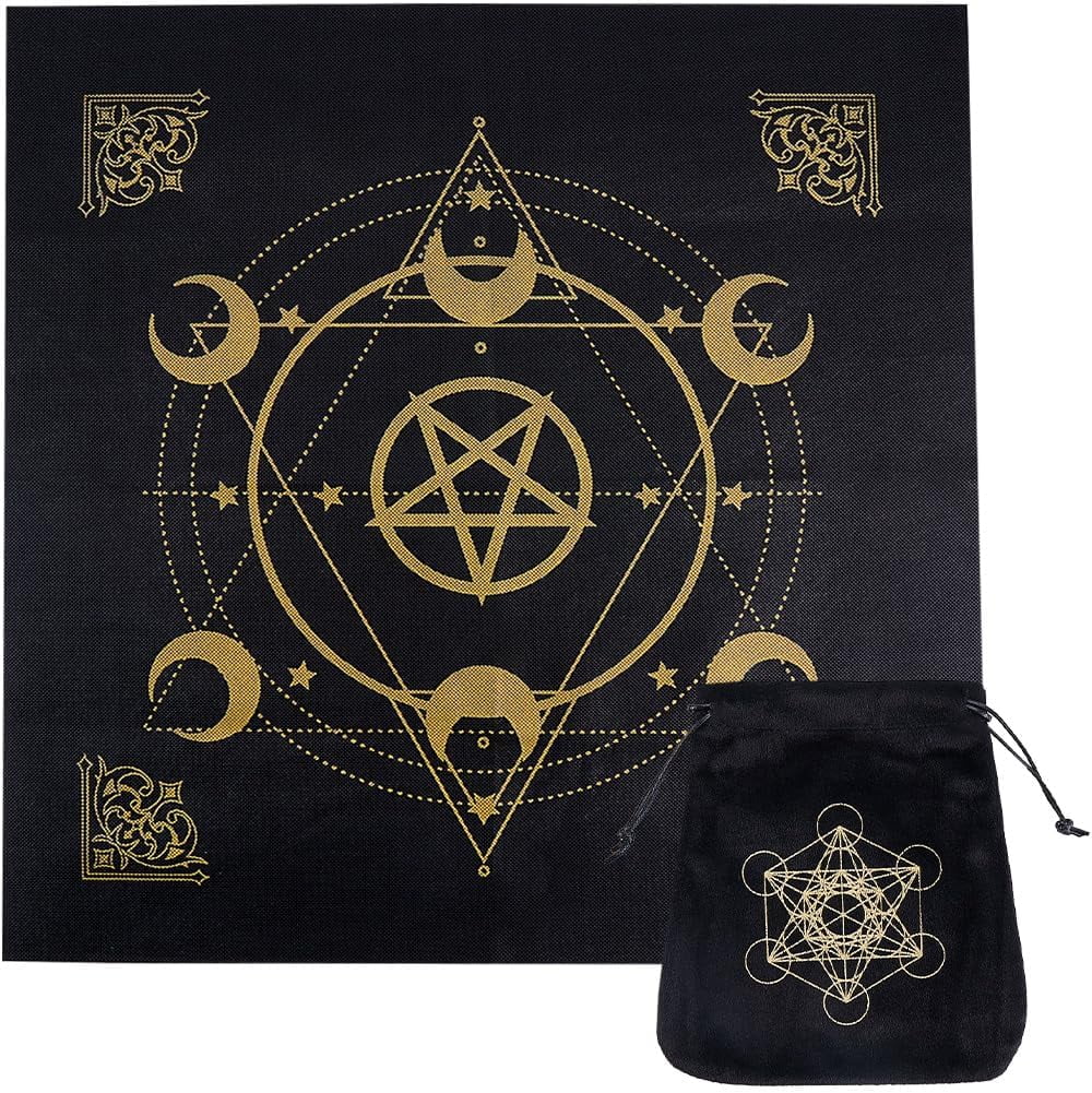 1 Set Tarot Tablecloth Tarot Card Bags Square Altar Cloth Black ...