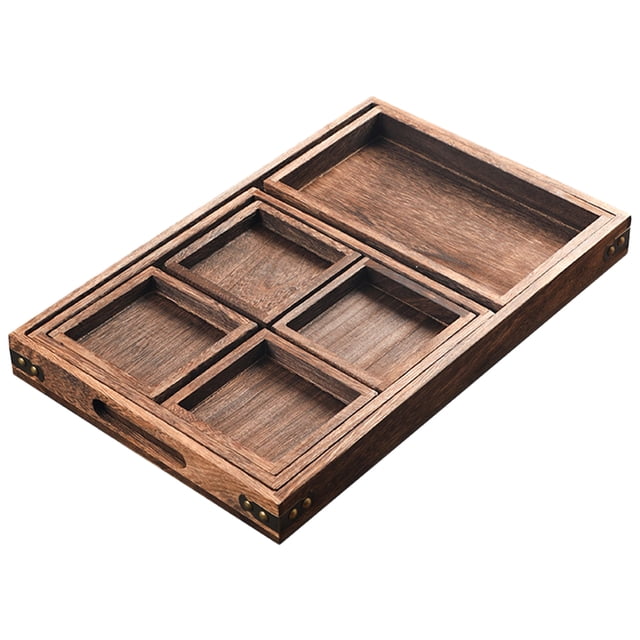 1 Set Tea Set Tray Serving Tray Wooden Tea Tray Snack Serving Plate ...