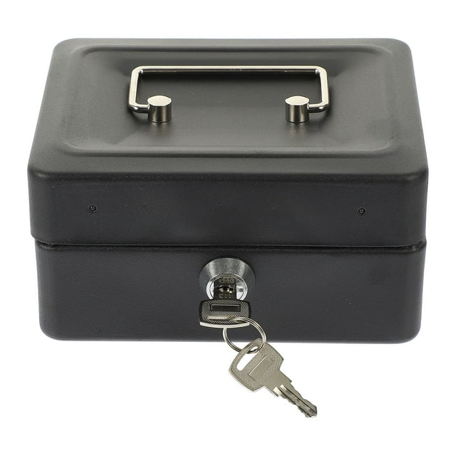 1 Set Thickened Cash Box with Key Lock Portable Iron Money Box Storage ...