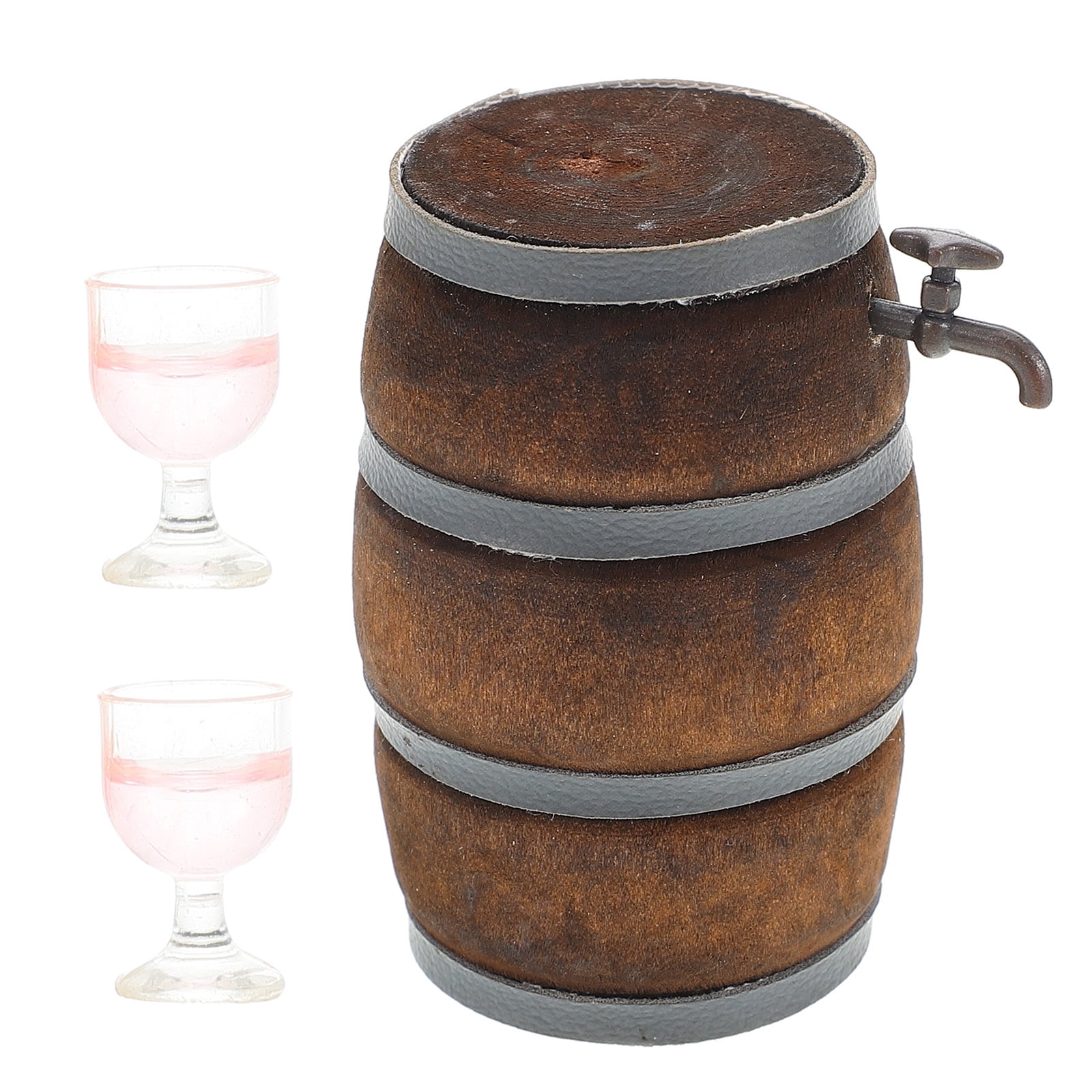 HOMEMAXS Miniature Wine Barrel Figurine Set Vintage Charm Wooden Beer ...