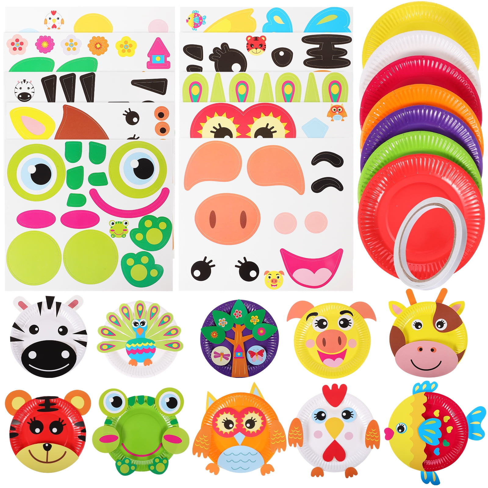 1 Set Toddler Crafts Animal Paper Plates Paper Plate Sticker Art ...