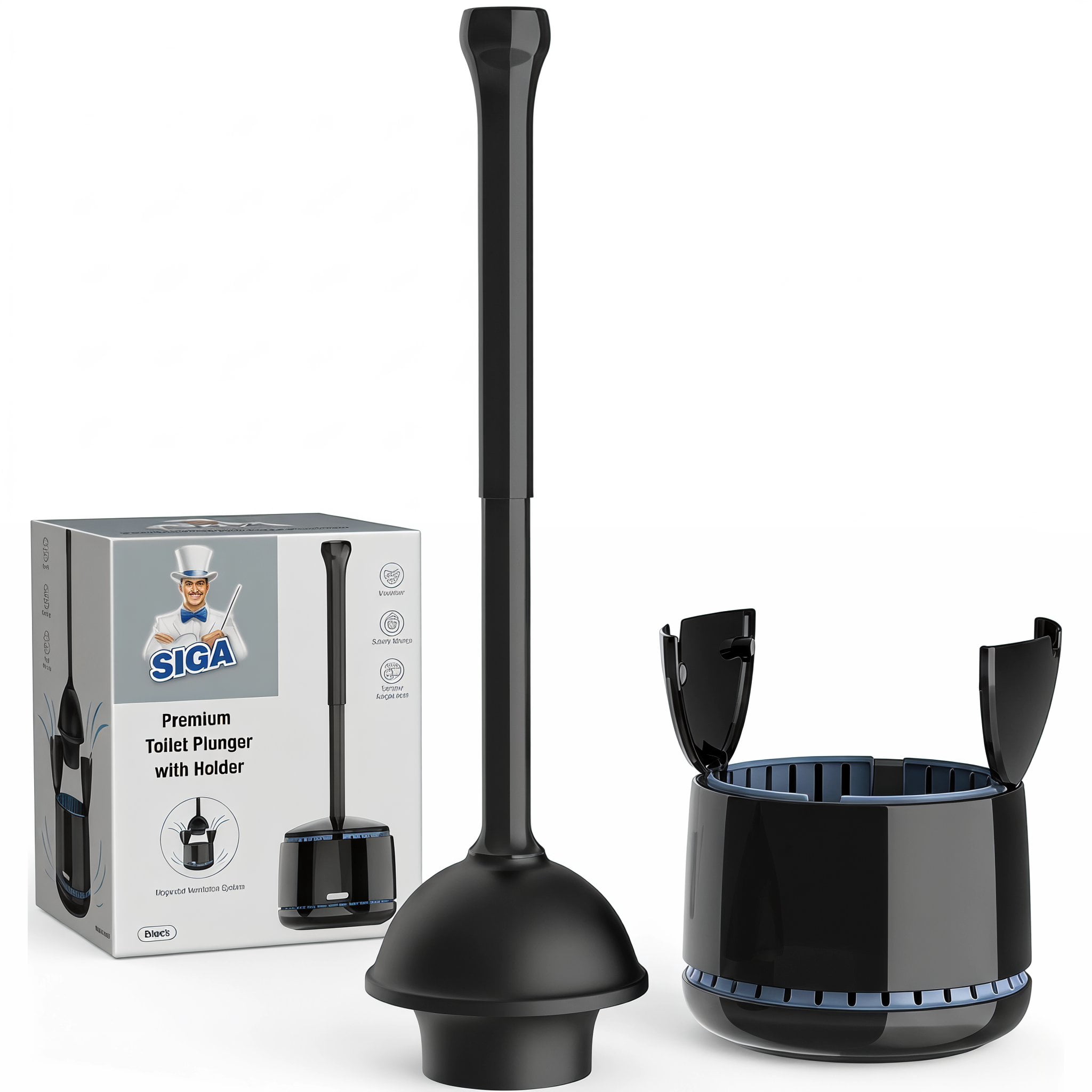 1 Set Toilet Plunger with Holder, Heavy Duty Rubber Plunger and ...