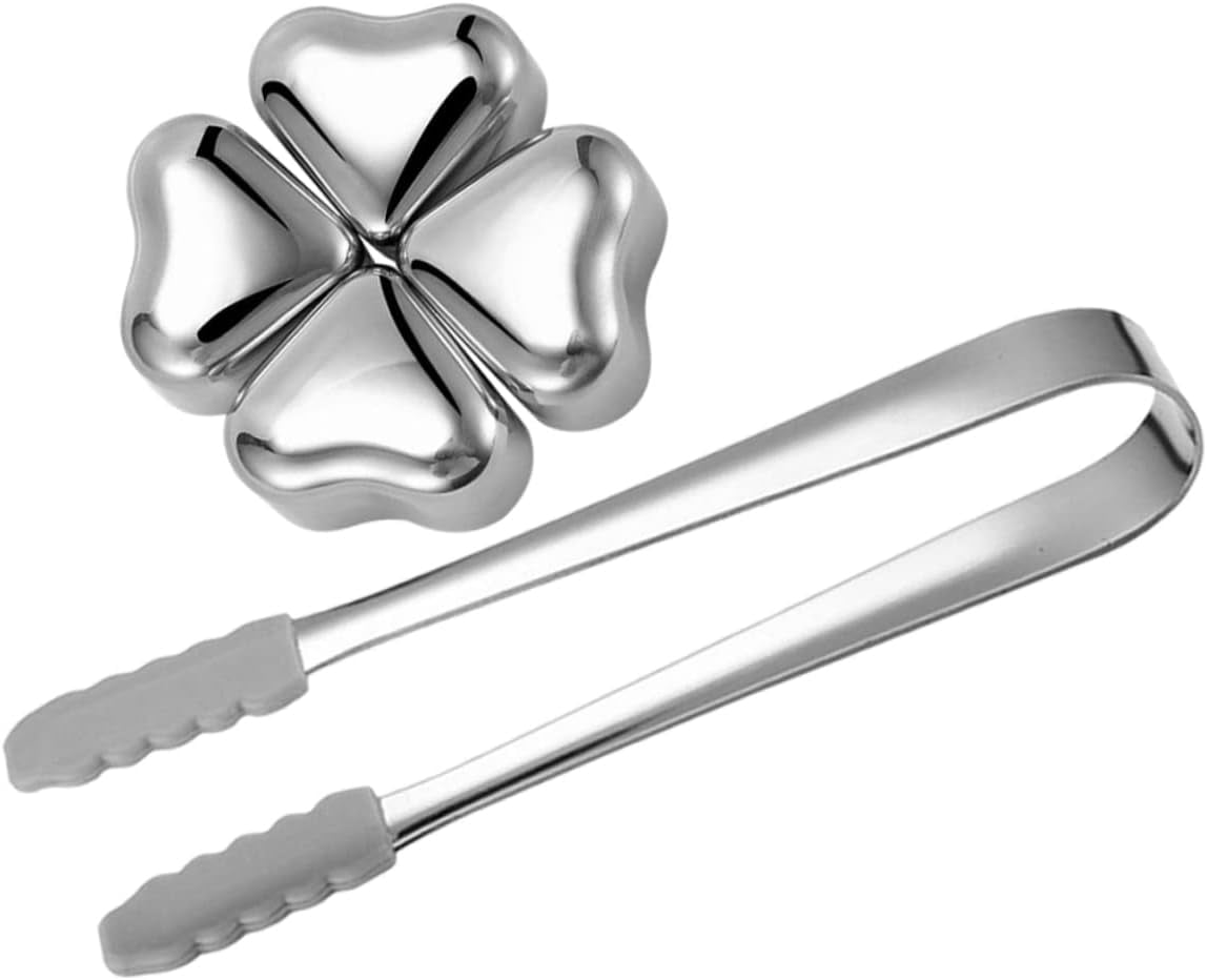 1 Set Tong Beverage Shaped Wine Silver Rocks Bar Cubes Heart Chilling ...