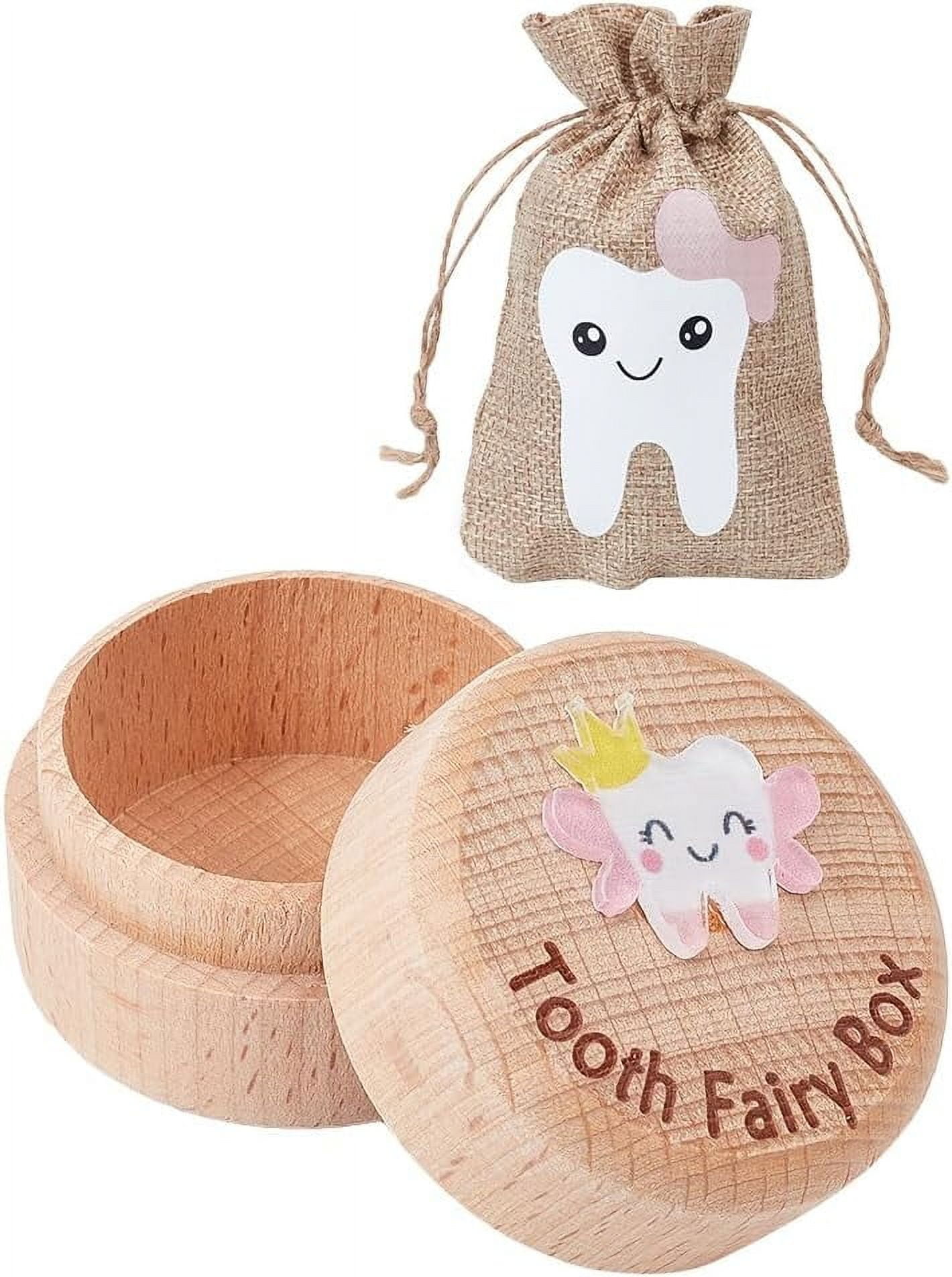 1 Set Tooth Fairy Box Wooden Tooth Storage Box Cute Tooth Keepsake ...