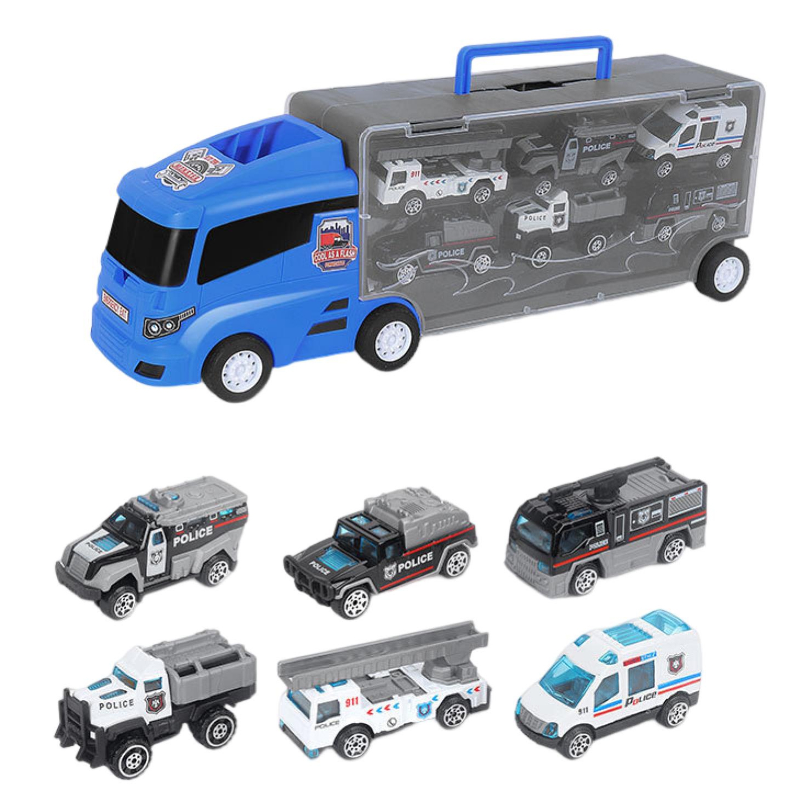 1 Set Truck Container Toy Miniature Fire-Truck Engineering Truck Police ...