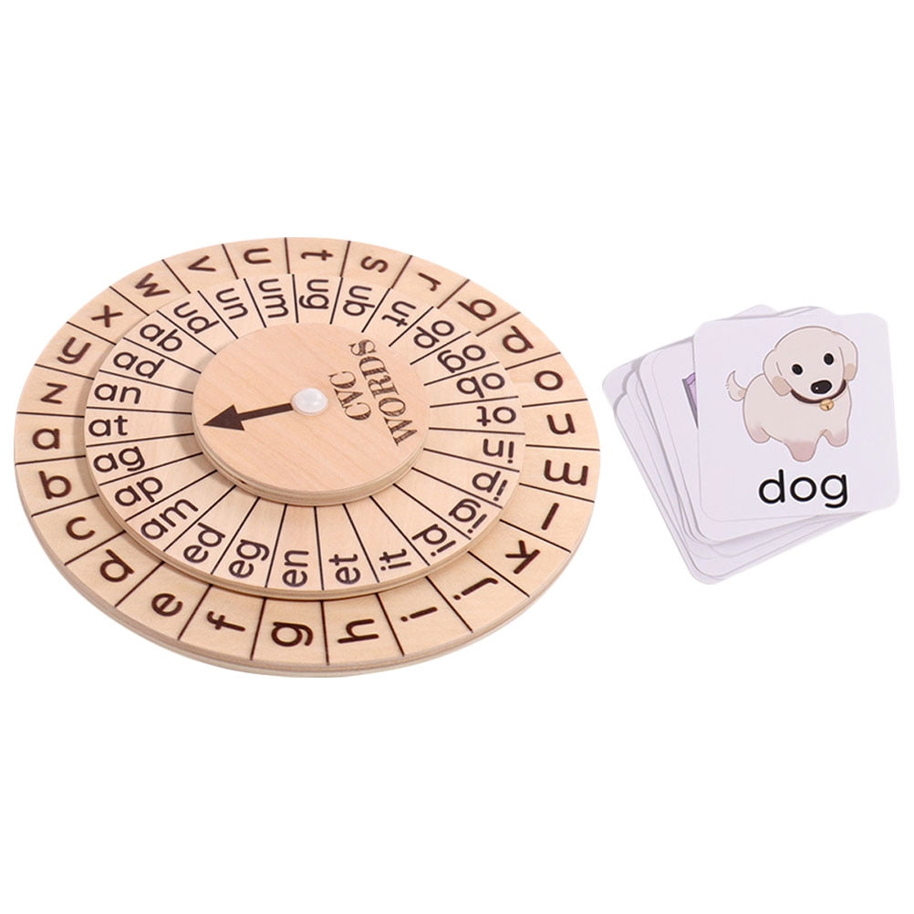 1 Set Turnplate Wood Board Rotating Matching Letters Board English Toys ...