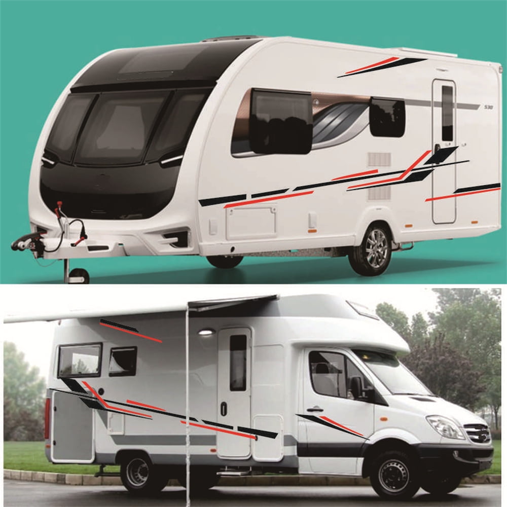 1 Set Two Side Stripes Graphics Vinyl Stickers Decals Fit For Camper RV ...