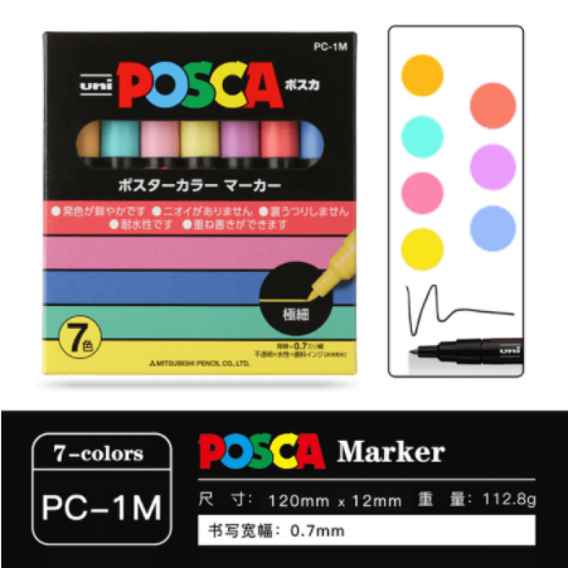 1 Set UNI POSCA Marker Pen Set PC-1M PC-3M PC-5M PC-8k PC-17k POP ...