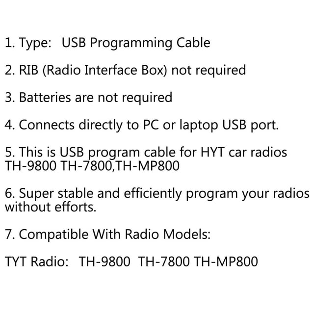 1 Set USB Programming Cable For TYT TH-9800 Car Two Way Radio With CD ...