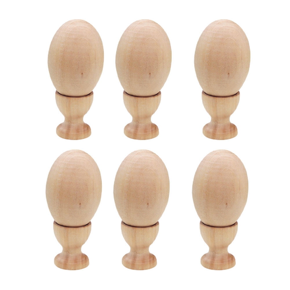 1 Set Unfinished Wooden Eggs Graffiti Wooden Eggs DIY Easter Egg Decoration - Walmart.com