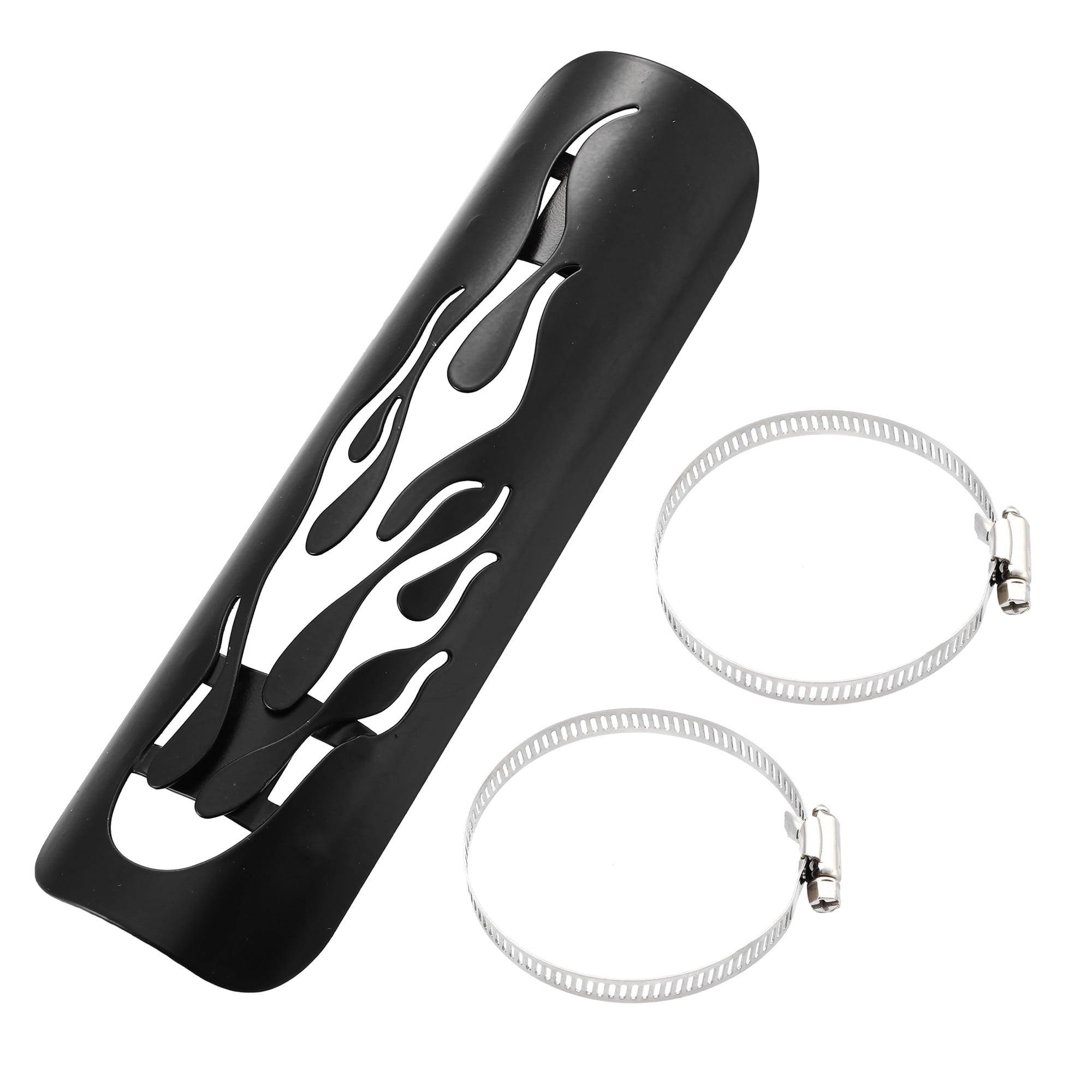 1 Set Universal Motorbike 2.52'' Flame Black Exhaust Muffler Pipe Heat ...