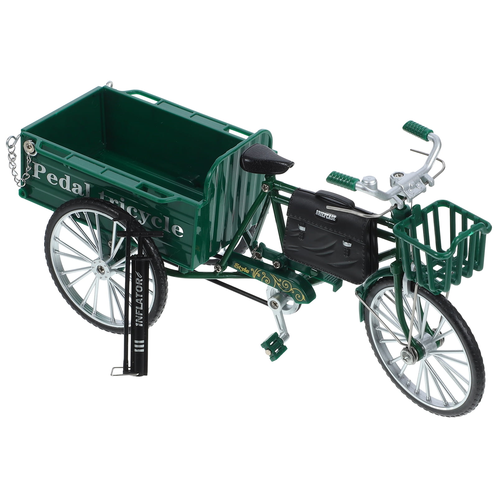 OUNONA Lifelike Metal Tricycle Model Green Desktop Adornment Stylish ...