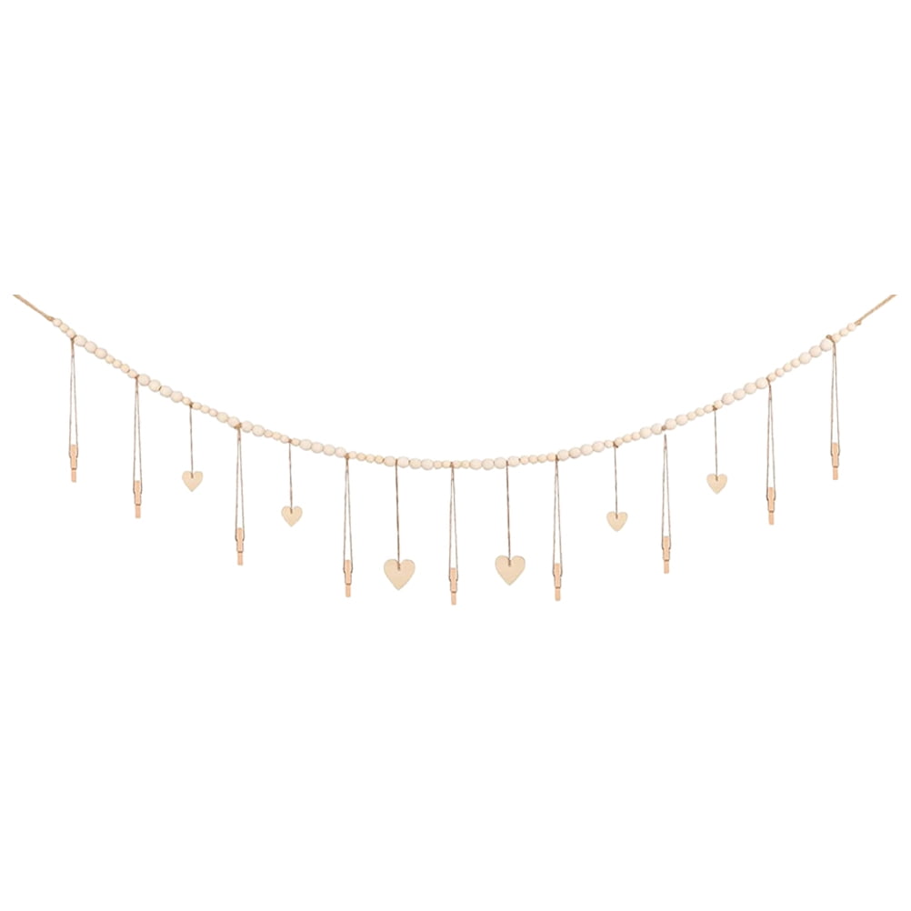 1 Set Wall Hanging Photo Display Garland with Clips Wooden Beads ...