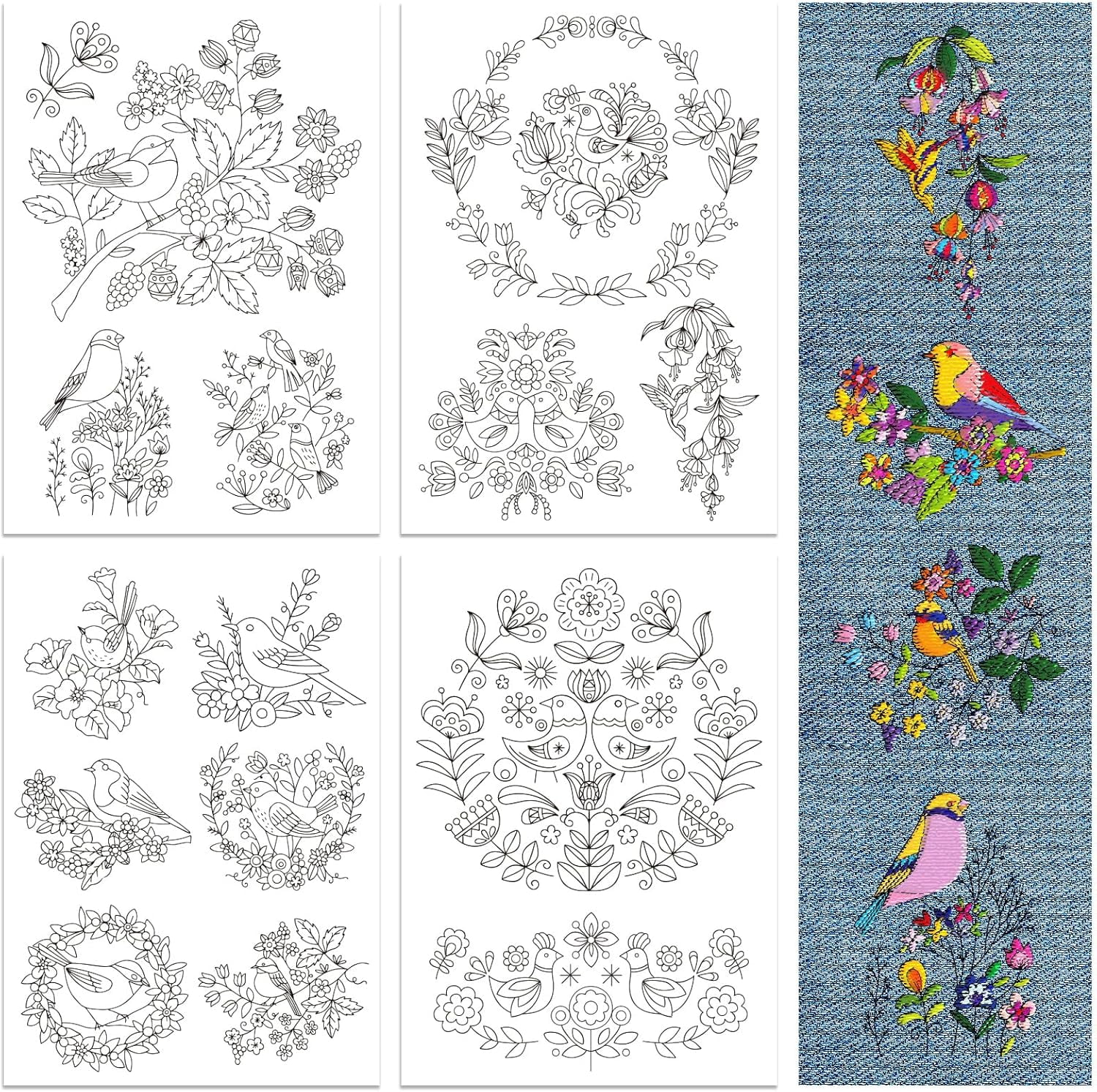 1 Set Water Soluble Embroidery Patterns for Beginners 4 Sheets with ...