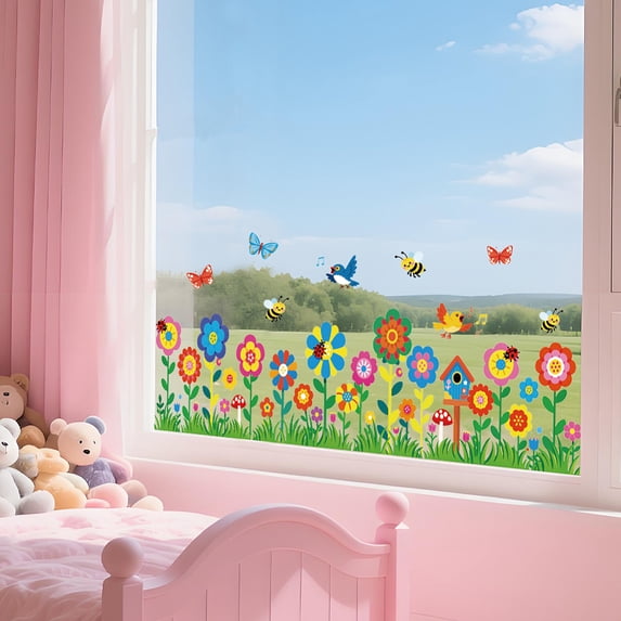 1 Set Waterproof PVC Colored Laser Stained Window Film Static Stickers ...
