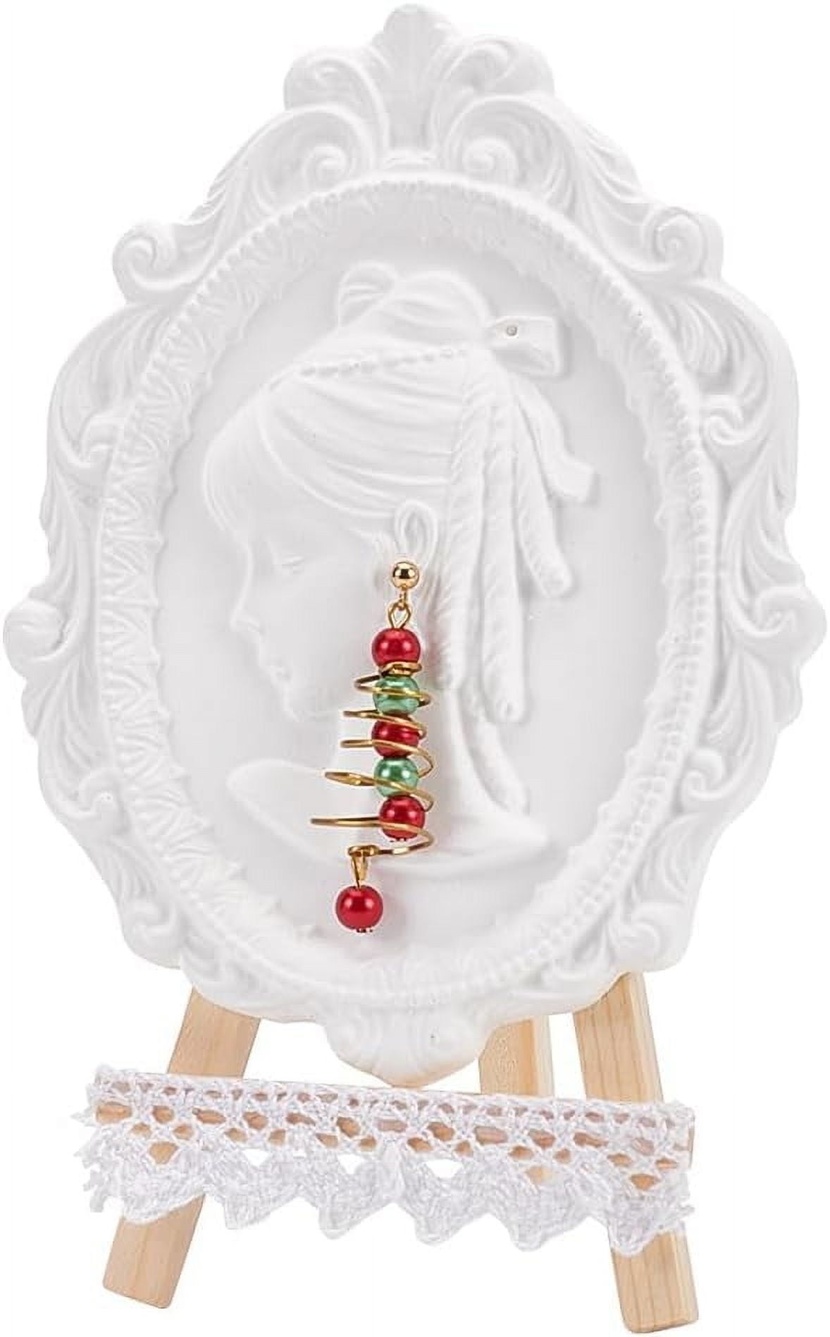 1 Set White Plaster Photo Frame Earring Display Stand Wood And Gypsum ...