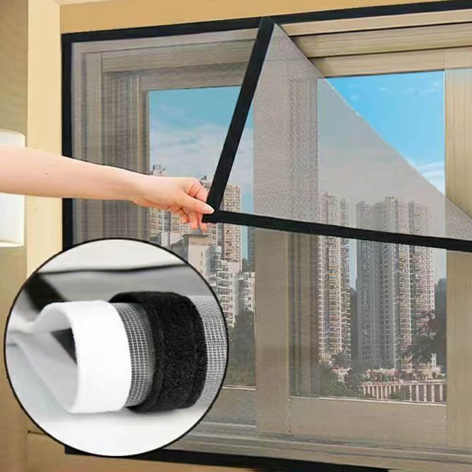 1 Set Window Screen Kit, Adjustable DIY Max 51.18" x 59"/ 130 x 150 cm ...