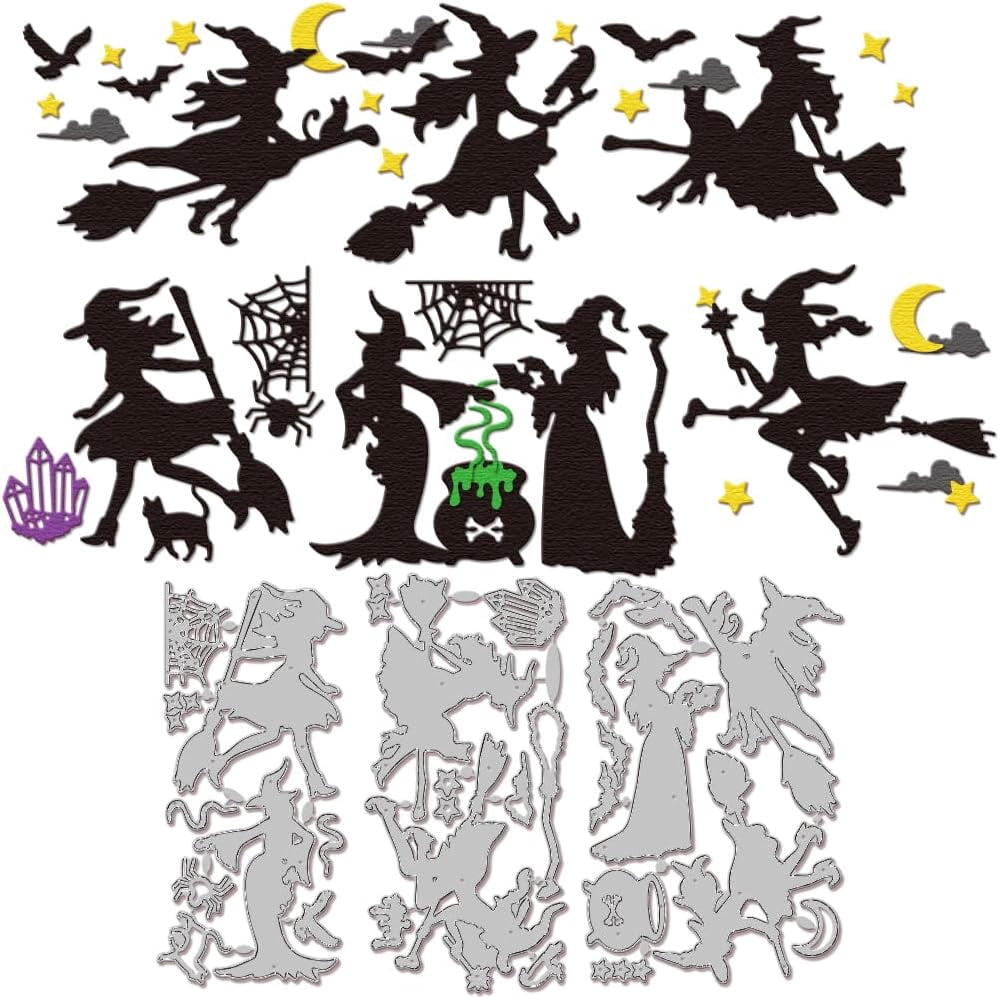 1 Set Witch Broomstick Silhouette Cutting Dies for DIY Scrapbooking ...