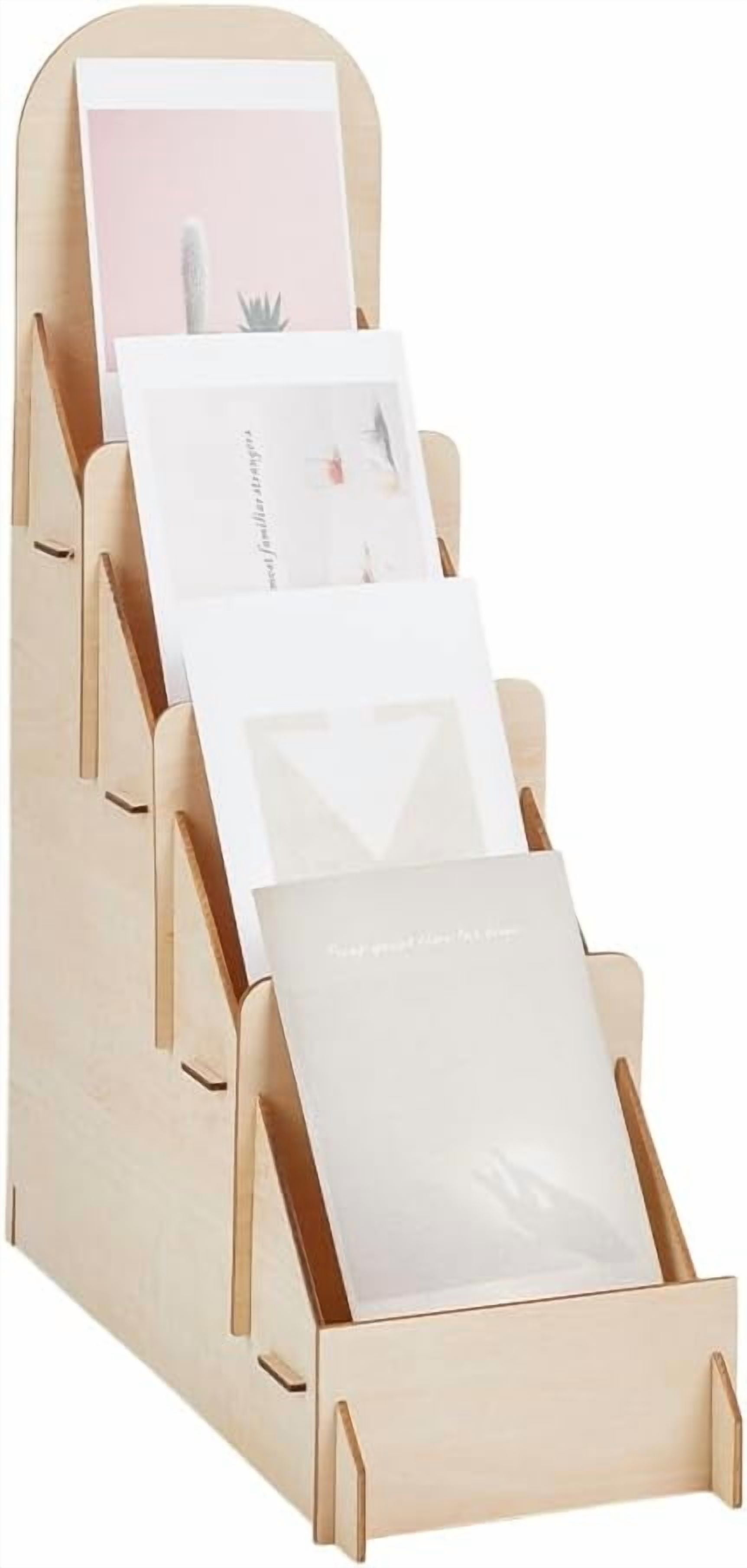1 Set Wood Display Stand Greeting Card Display 5-Tiered Rack Wooden ...