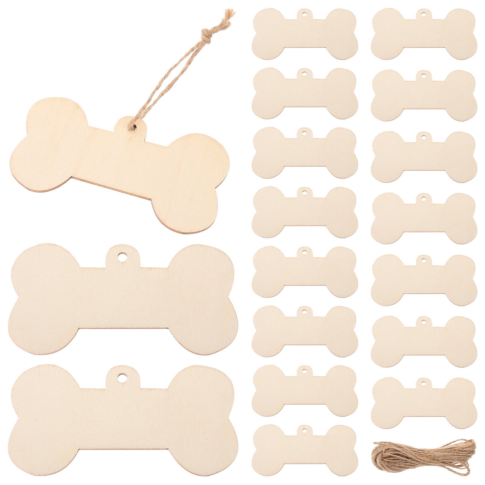 1 Set Wood Diy Craft Blank Wood Bone Shaped Cutouts Decorative Hang Tag ...