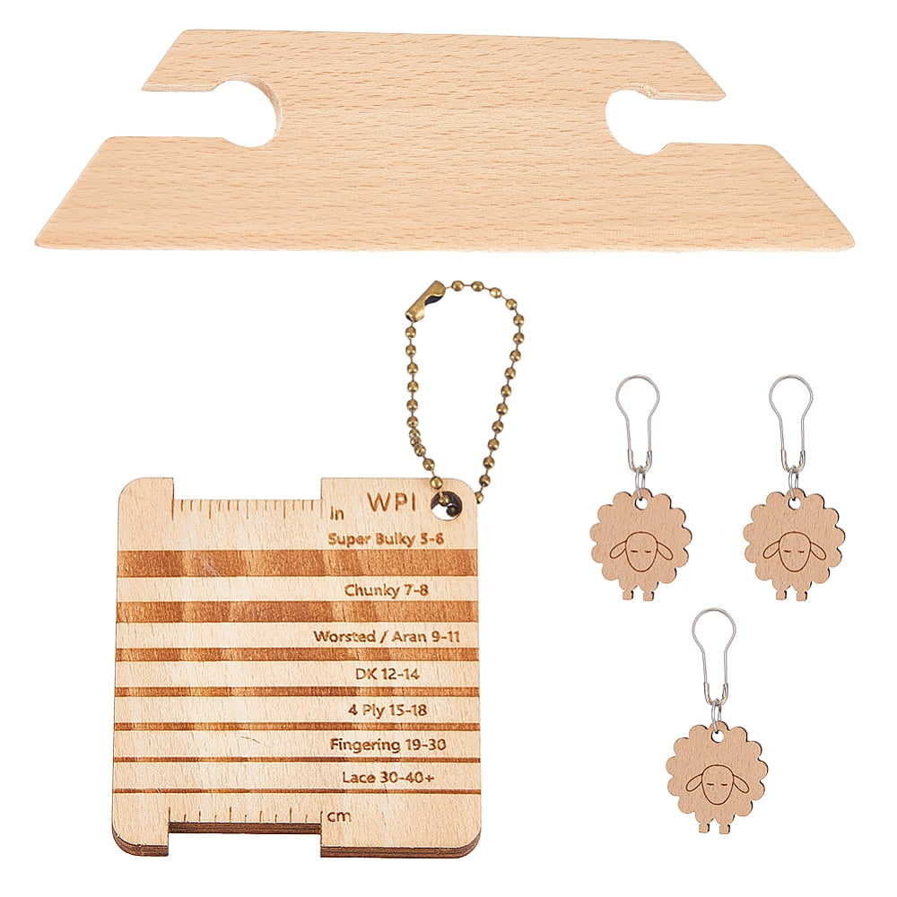 1 Set Wood Knitting Gauge Rulers Wooden Knitting Tool Set with Yarn ...