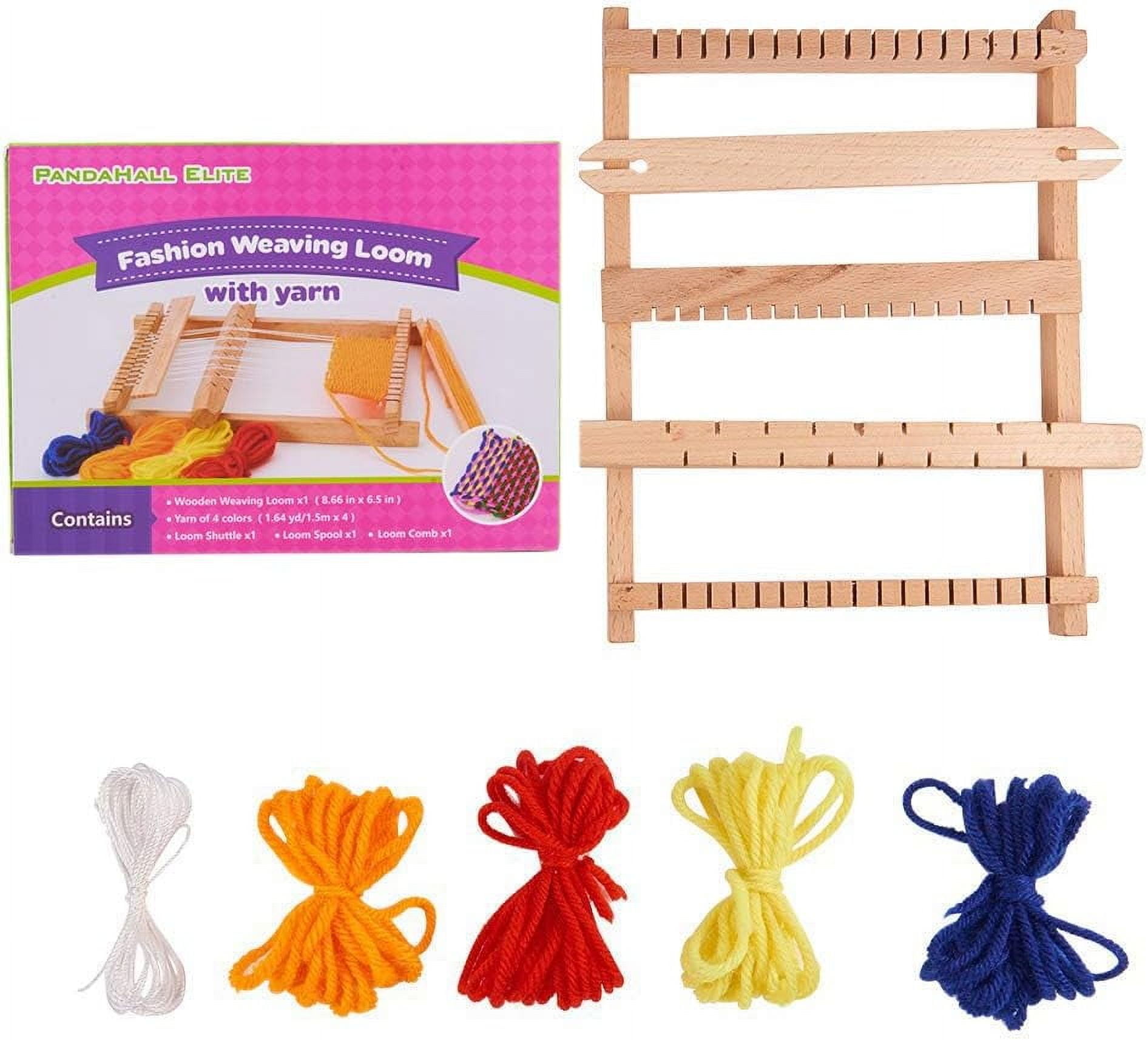 1 Set Wood Knitting Weaving Looms with Yarns Warp Adjusting Rods Combs ...