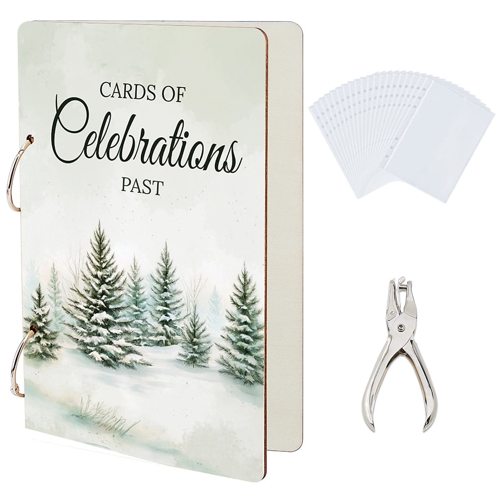 1 Set Wooden 2-Ring Loose Leaf Binder Postcard Phote Album Cover Tree ...