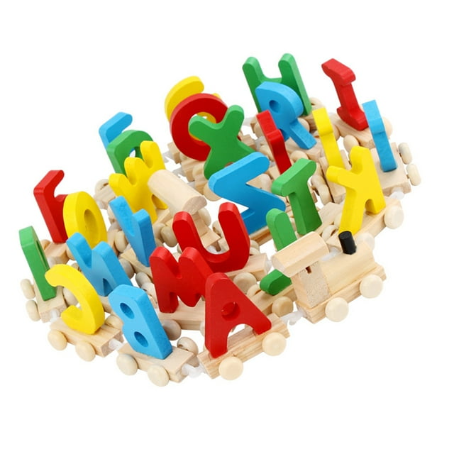 1 Set Wooden Alphabet Train Toys Wooden Alphabet ABC Train Set ...