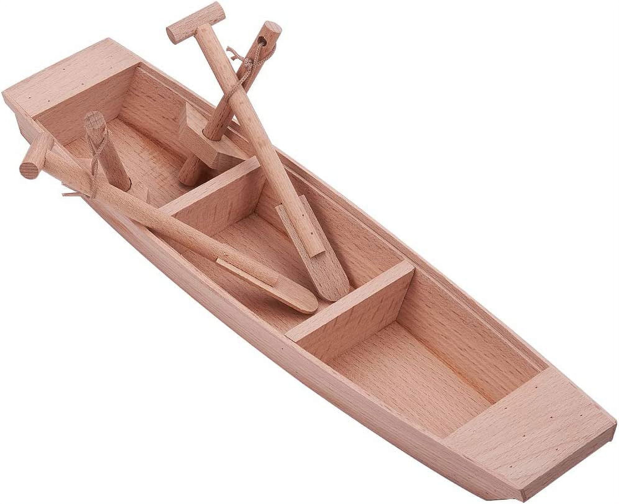 1 Set Wooden Boat Unfinished Natural Wood Craft Project Small Model ...