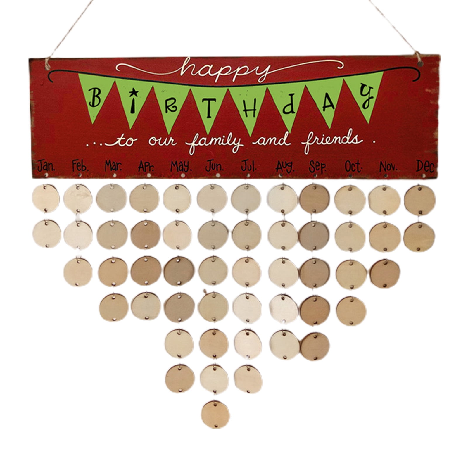 1 Set Wooden Calendar - Nice-looking Creative Decorative Birthday ...
