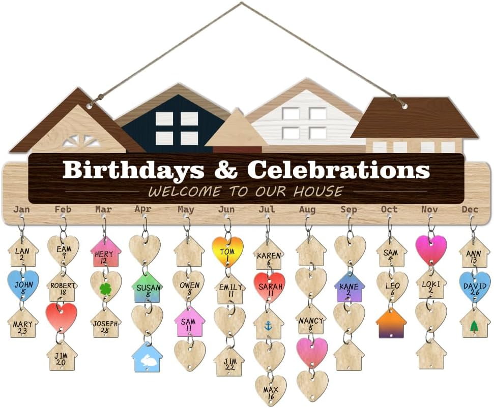 1 Set Wooden Family Birthday Reminder Calendar Board Birthdays ...