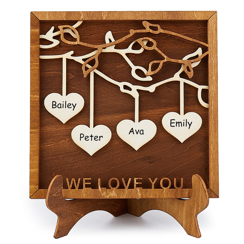 1 Set Wooden Family Tree Decor Saddle Brown Family Trees Name Sign 5 ...
