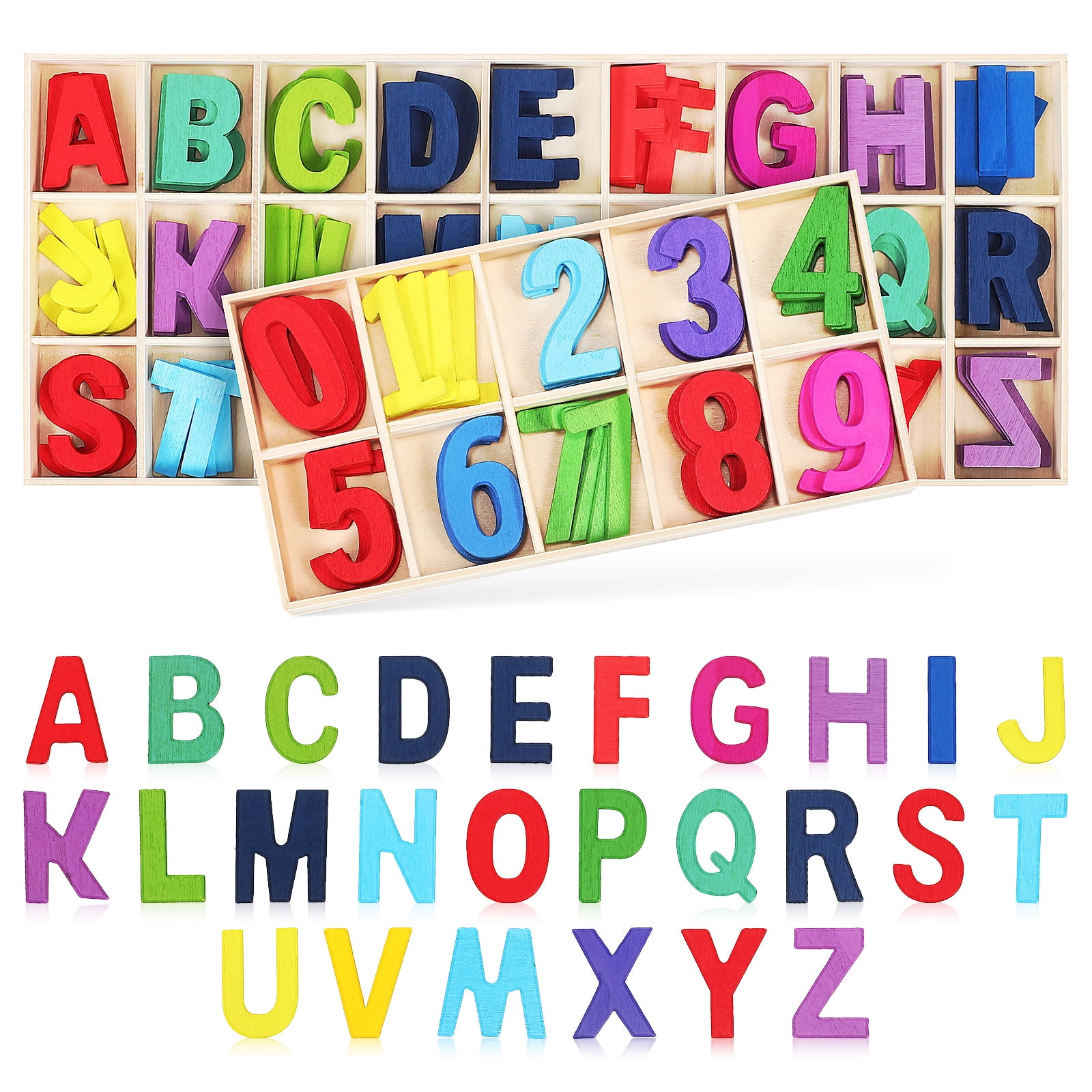 1 Set Wooden Letters Numbers Colored Wooden Letters Spelling Letters ...