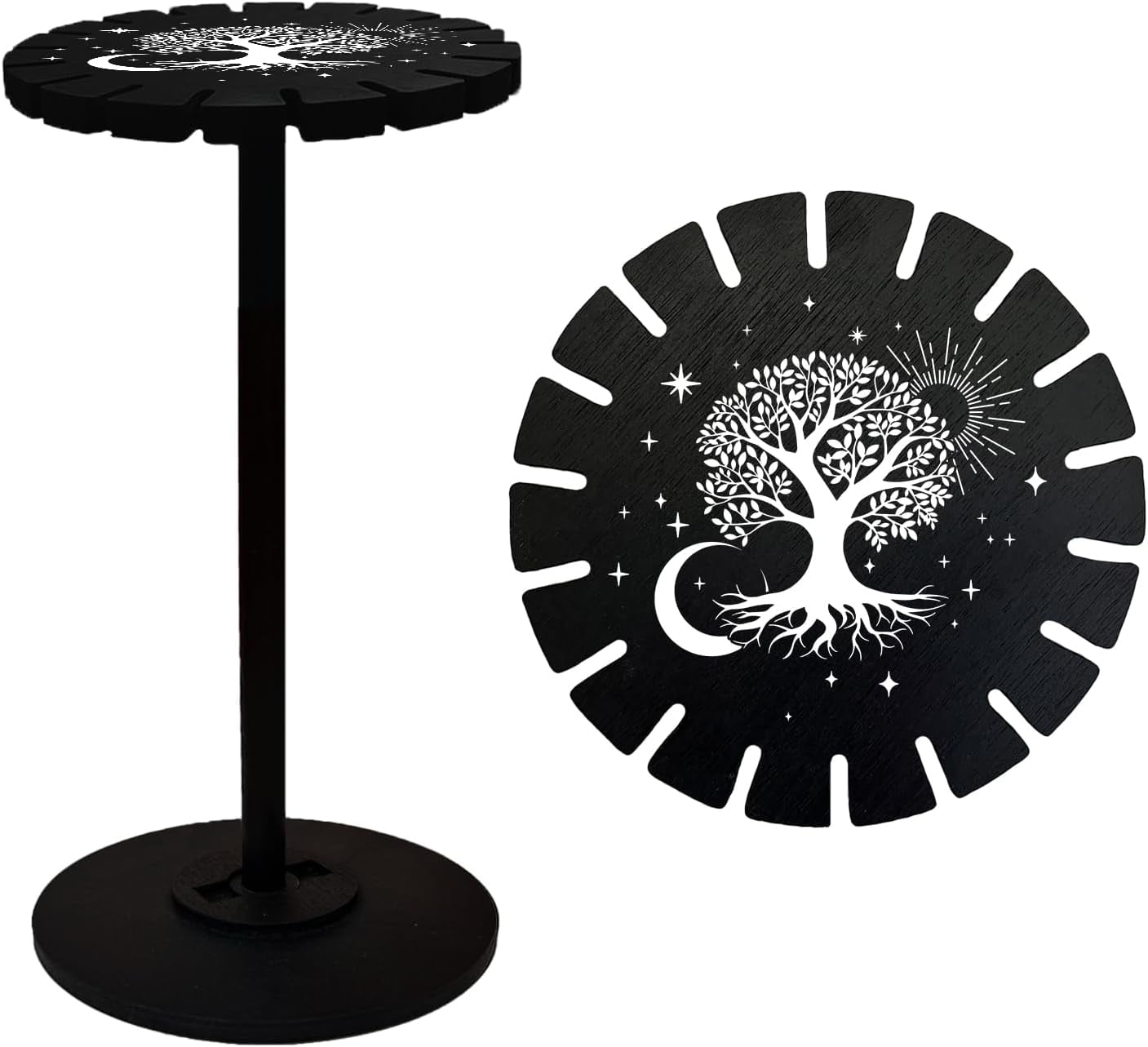 1 Set Wooden Pendulum Crystal Display Shelf Black Tree Pattern ...