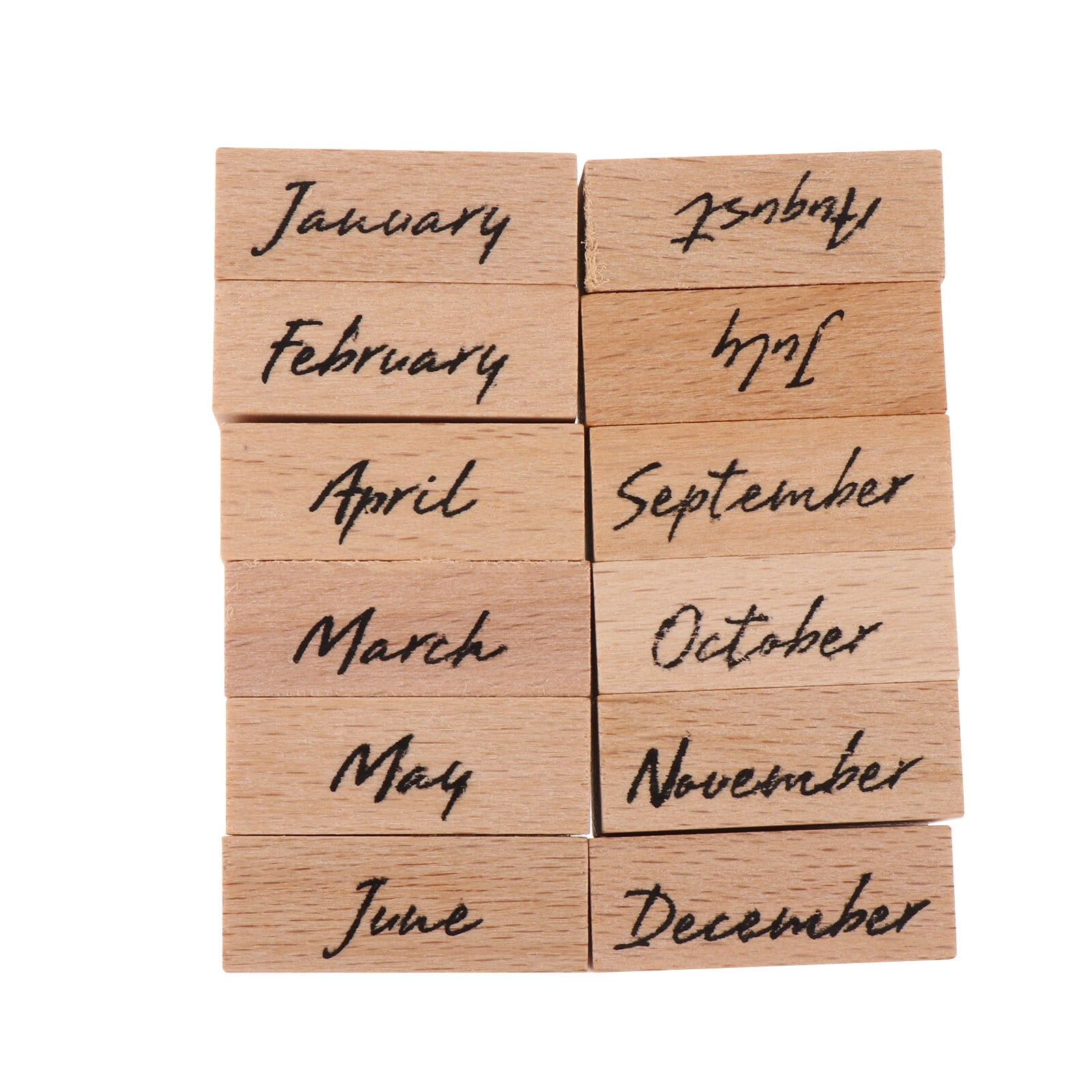 FENGGUIQU 1 Set Craft Stamp Set Wooden Month Pattern Stamps Assorted ...