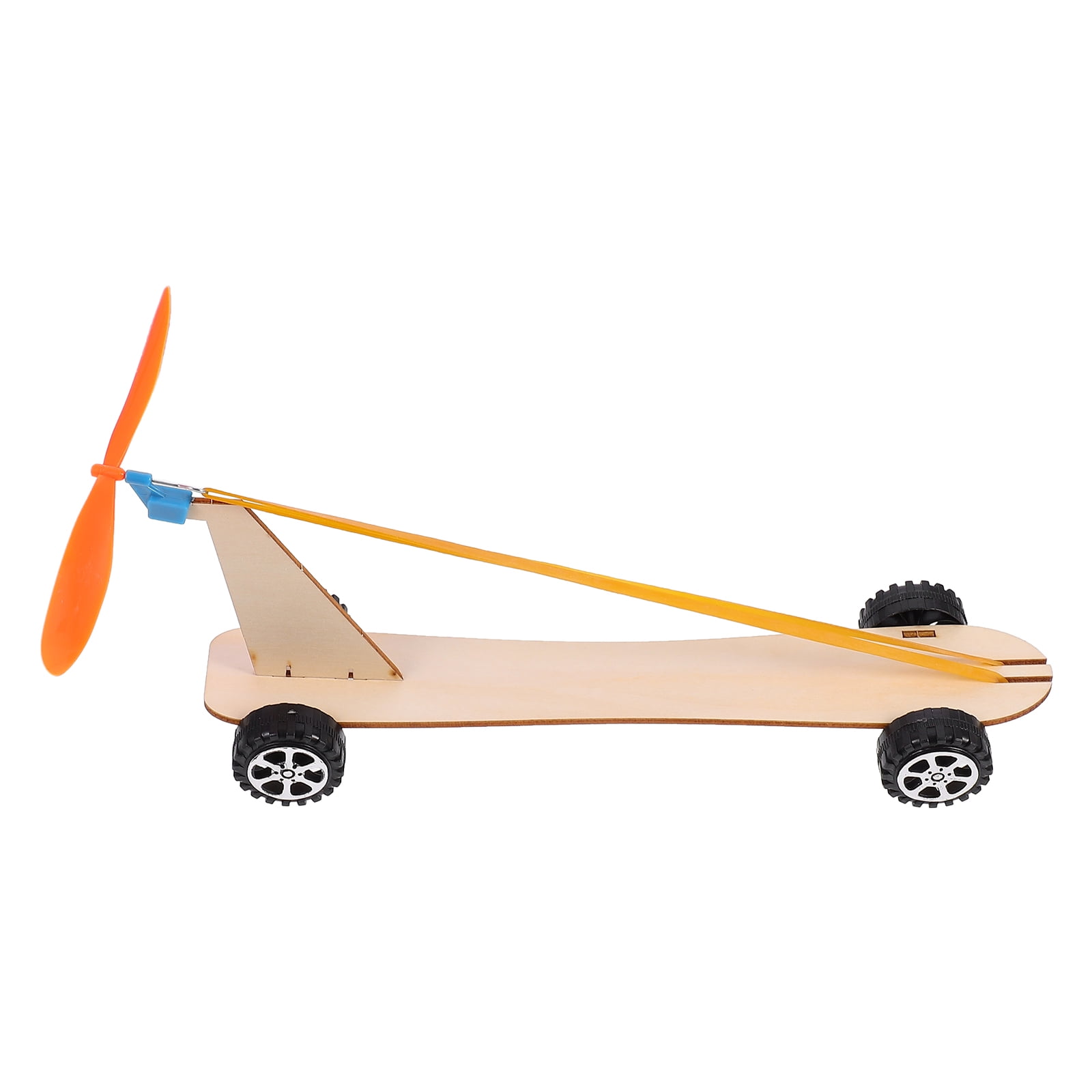 1 Set Wooden Wind-powered Car Rubber Band Power Car Science Technology ...