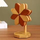 1 Set of Wooden Windmill Coaster Windmill Insulation Pad Natural Color ...