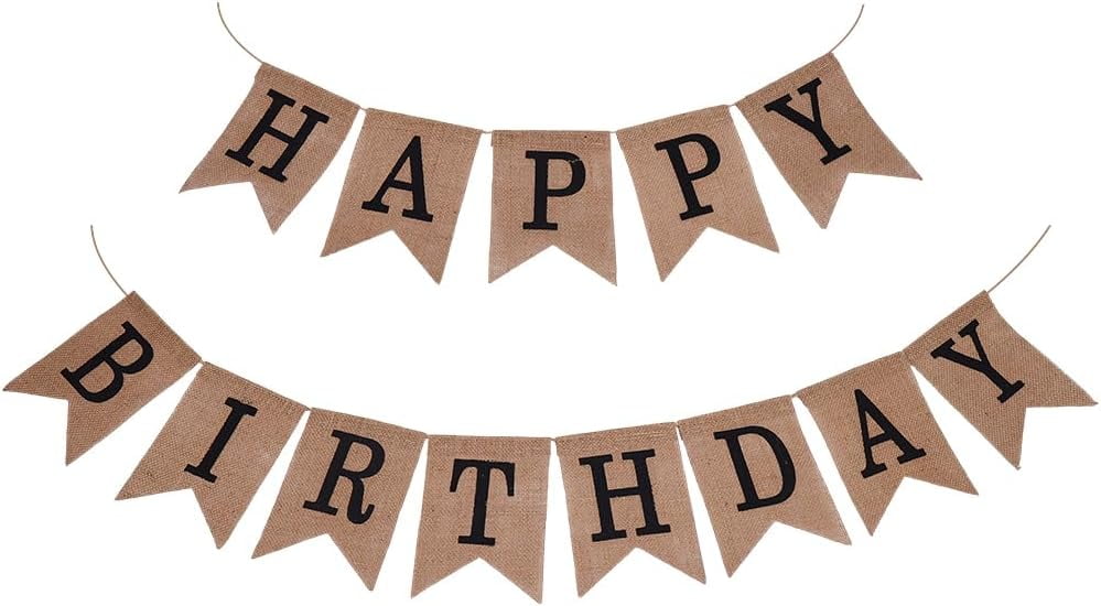 1 Set Word Happy Birthday Linen Hanging Banners Flags for Birthday ...