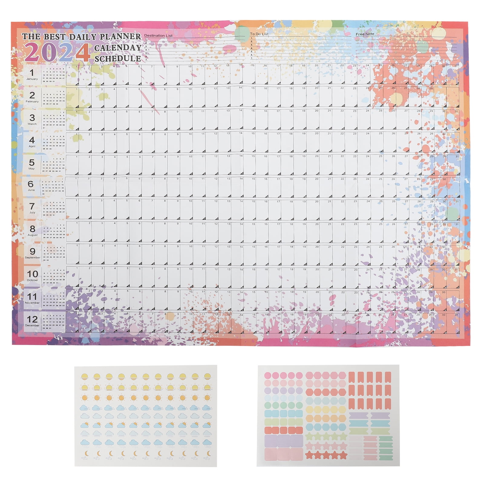 1 Set Yearly Wall Hanging Calendar 2024 Creative Planner Wall Calendar ...
