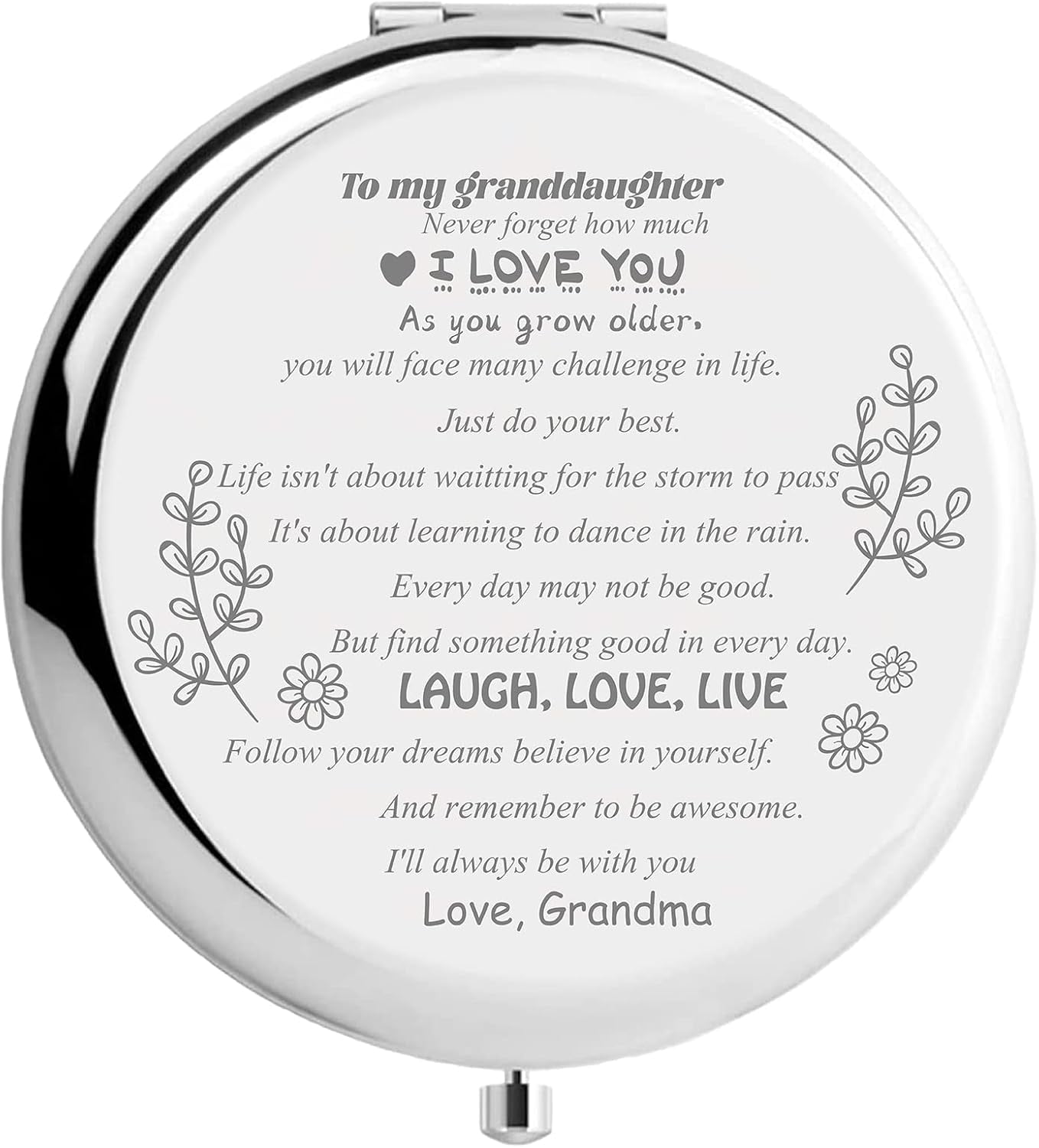 1 Set To granddaughter Makeup Mirror Inspirational Quote Travel Compact ...