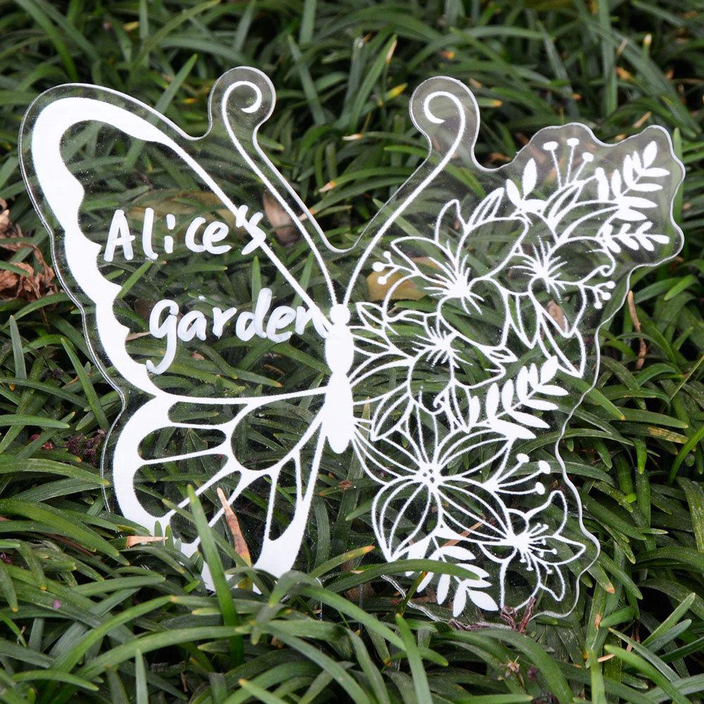 1 Set of 12 Planter Tags - White Butterfly, Plastic Tags, Miniature ...