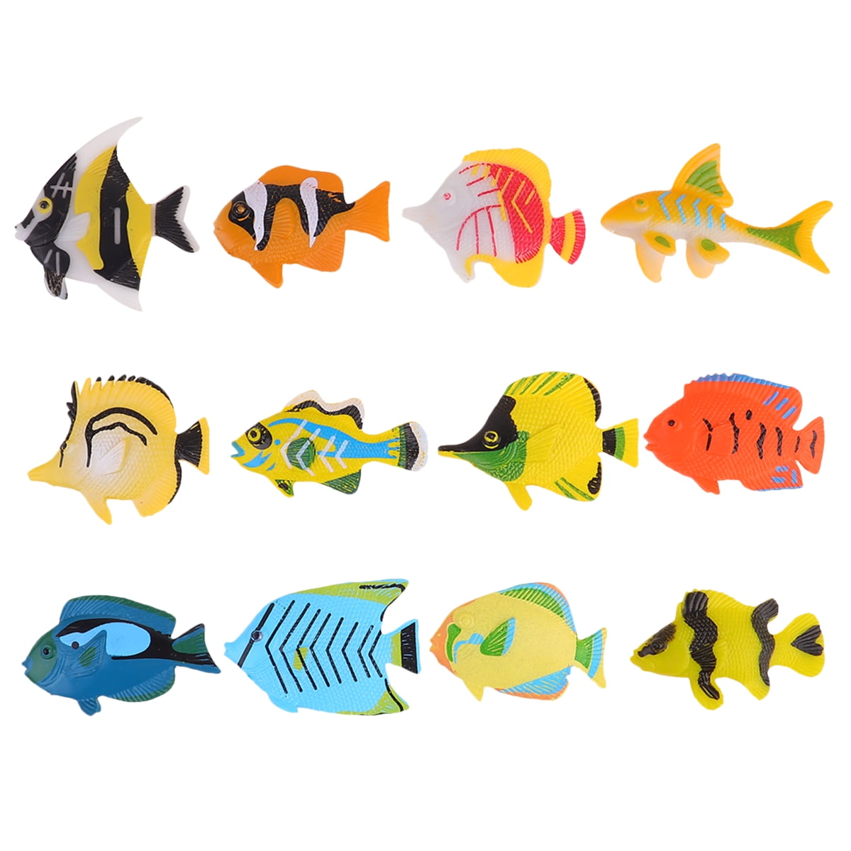 1 Set of 12pcs Simulated Animal Fish Set Realistic Fish Model Playset ...