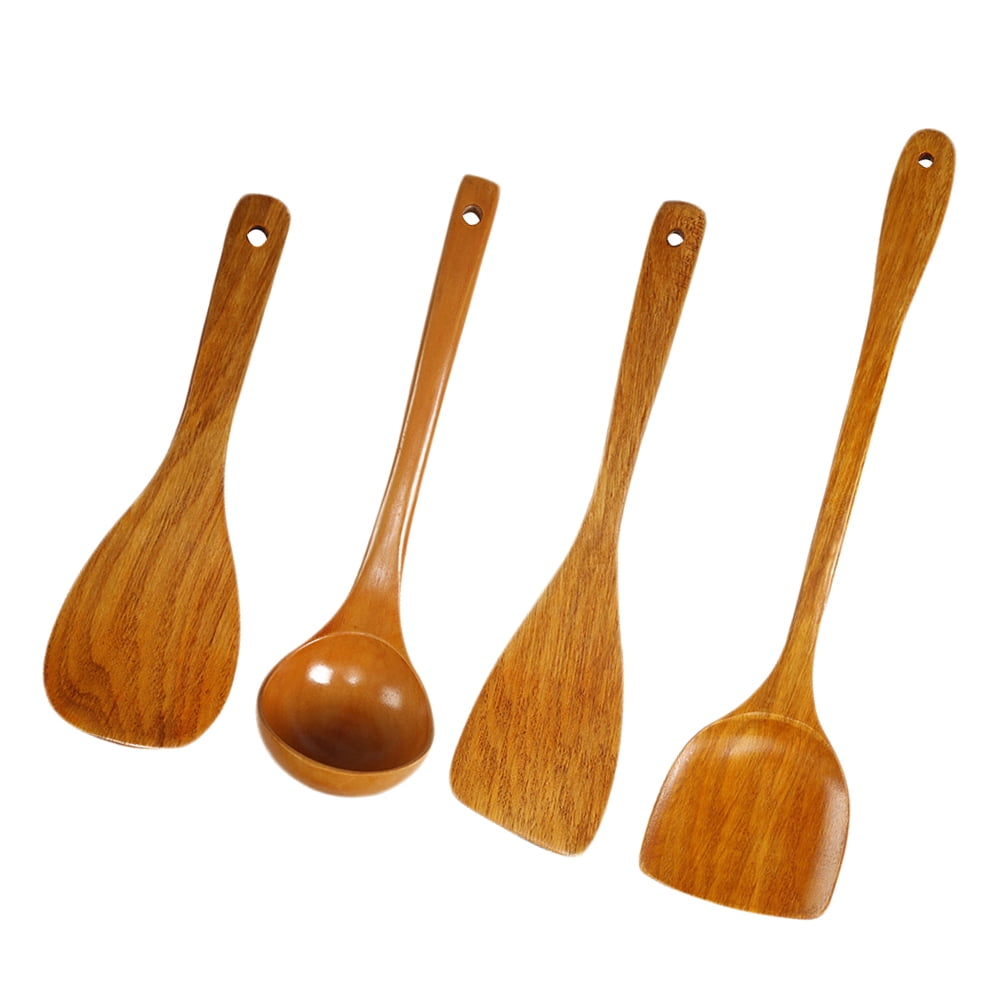 1 Set of 4pcs Wood Cookware Wood Utensils Spatula Cookware Set for ...