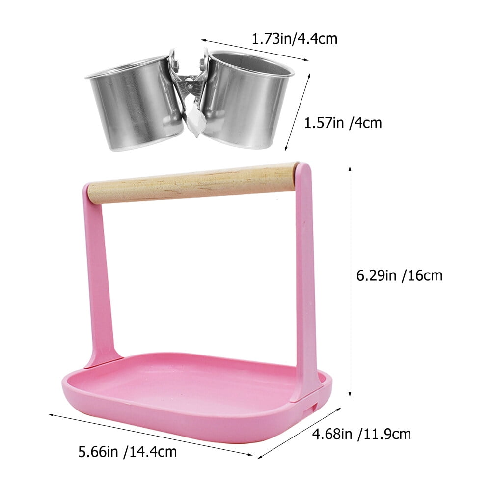 1 Set of Bird Perch Stand Desktop Parrot Perch with Feeding Cup ...